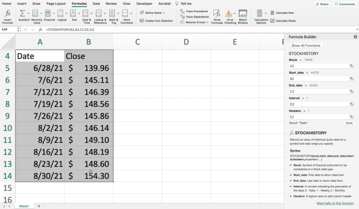 How to Use the STOCKHISTORY Function in Excel - HubPages