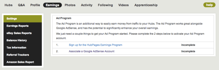 How to Sign Up for the Earnings Program - HubPages Help