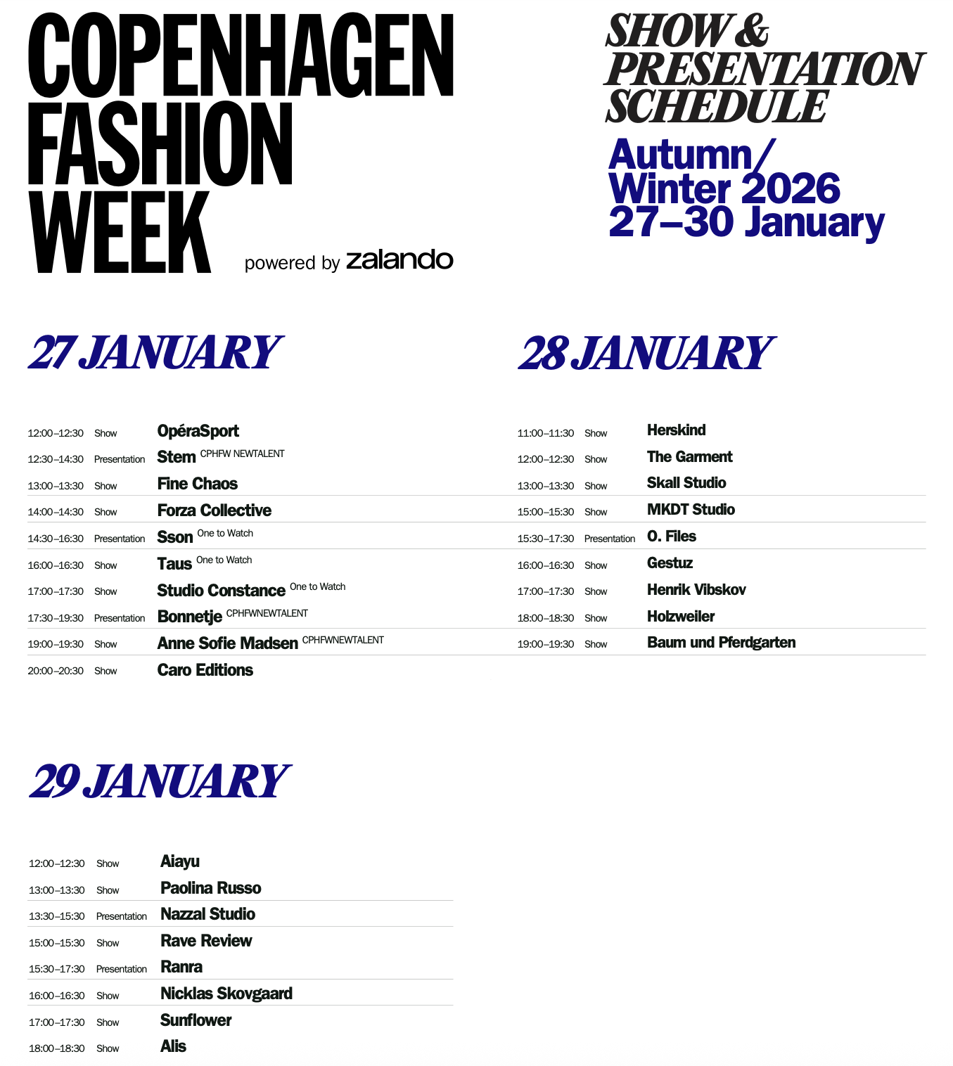 See the Official Copenhagen Fashion Week Fall 2026 Schedule - Fashionista