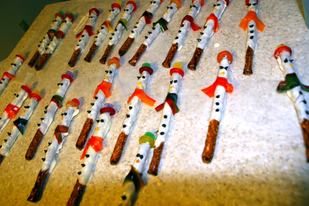 How to Make Snowman Pretzel Rod Snacks - Delishably