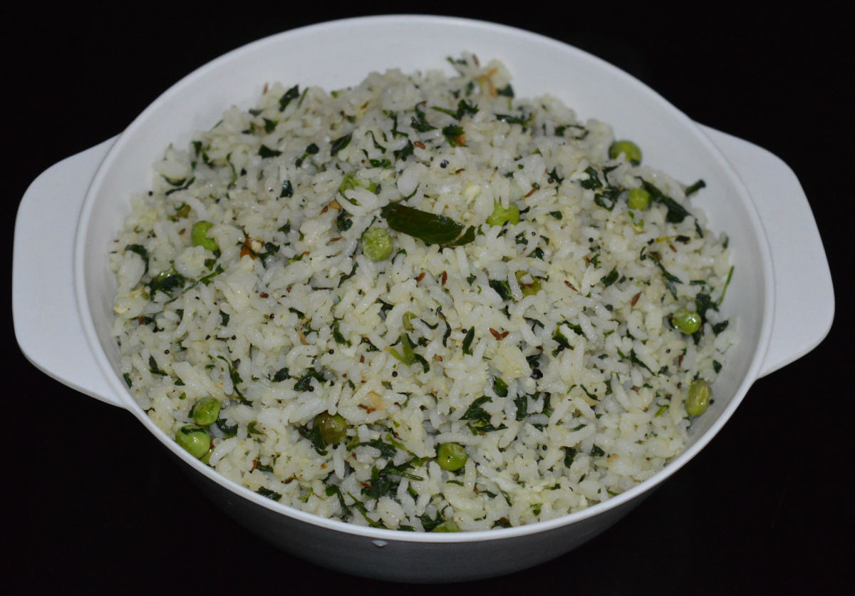 Fenugreek Leaf Rice With Fresh Peas (Methi Rice) Recipe - Delishably