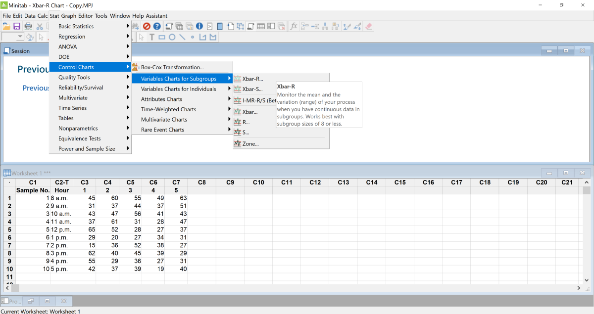 How To Create An Xbar R Chart In Minitab 18 ToughNickel