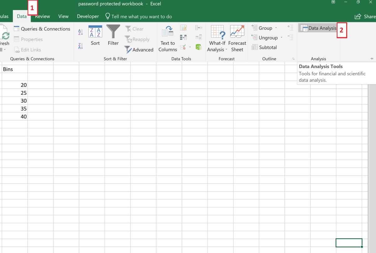 How To Create A Histogram In Excel Using The Data Analysis Tool 