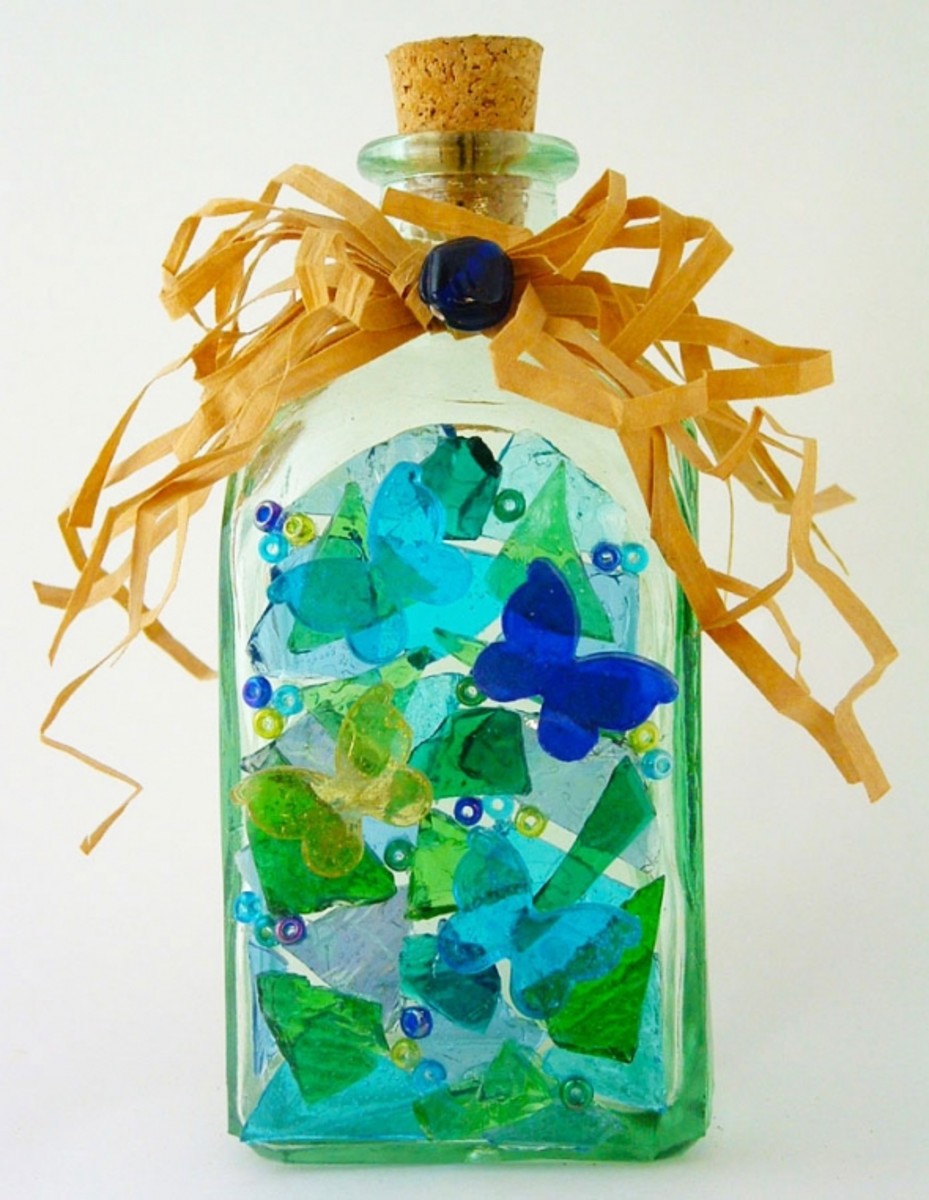 Glass Crafts Bottles Decorated With Stained Glass Mosaics FeltMagnet