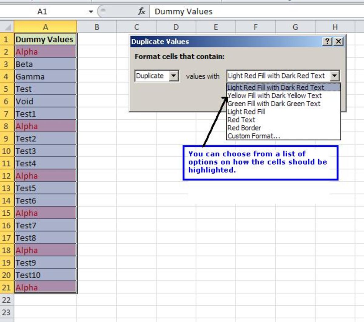 Microsoft Excel Tutorial How To Highlight Duplicate Values In