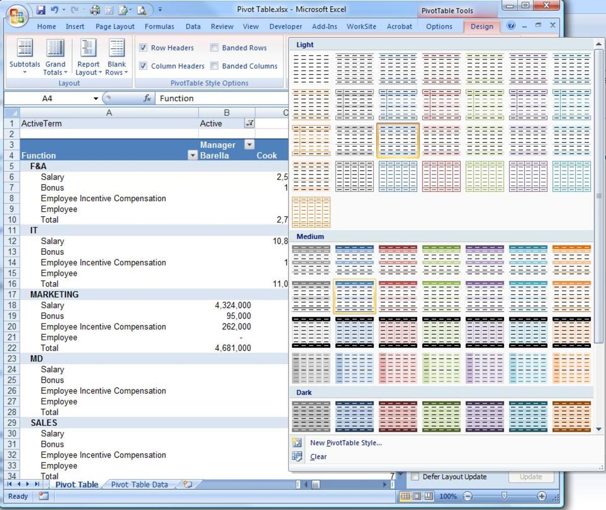 Design The Layout And Format Of A Pivottable Excel Layout Design My 