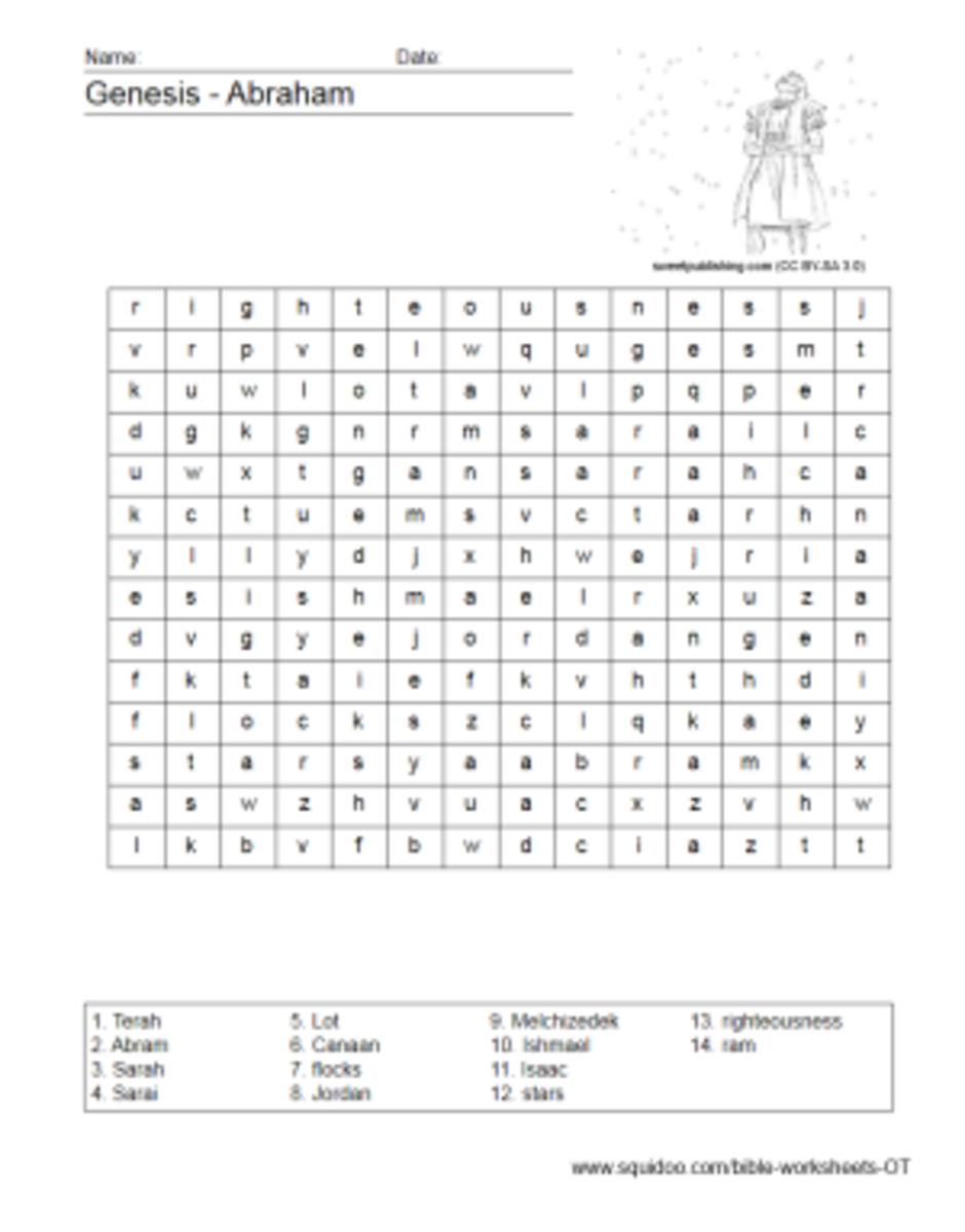 Abraham And Isaac Word Search