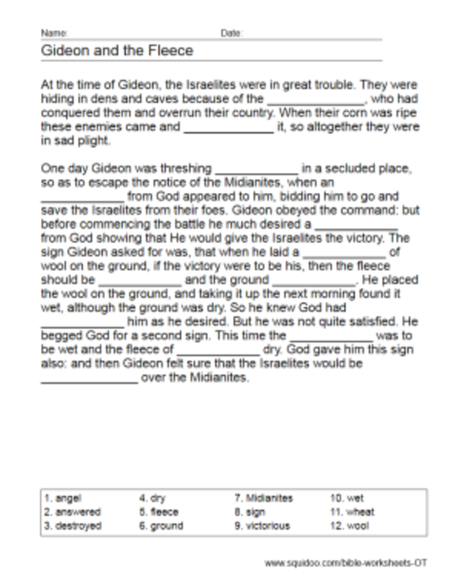 Old Testament Worksheets - HubPages