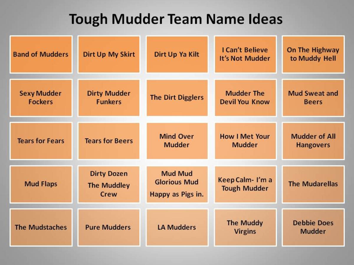 Great Team Name Ideas For Tough Mudder And Mud Runs HubPages