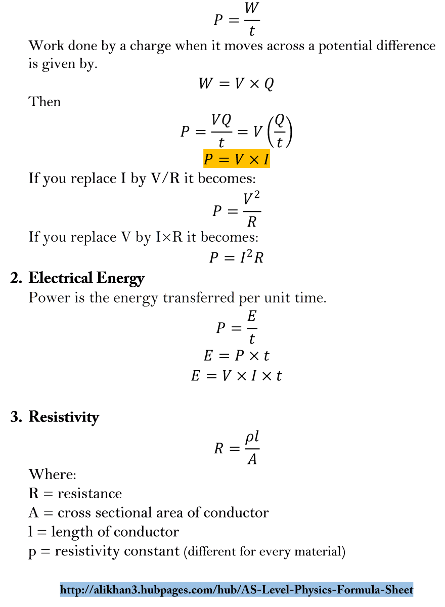 AS Level Physics Formula Sheet - HubPages