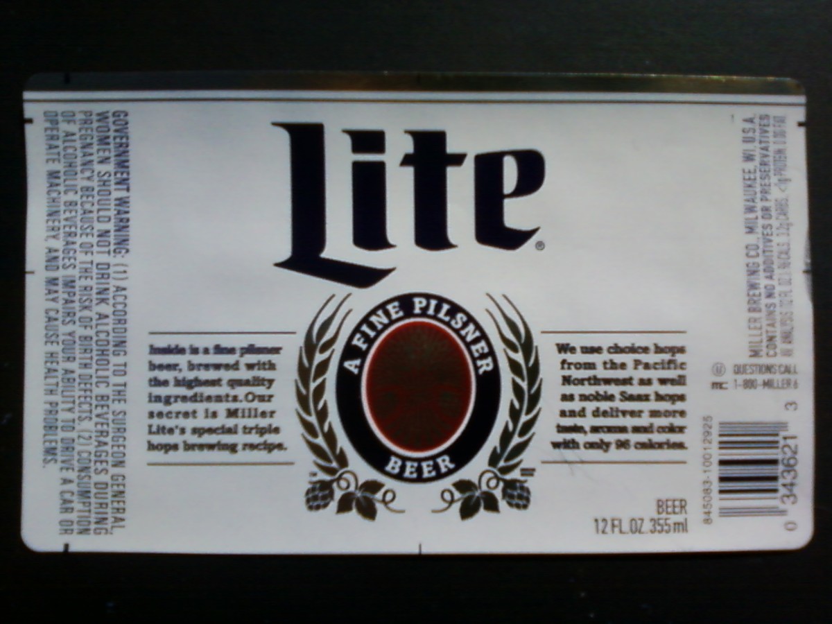 Miller Lite Beer Can Labels