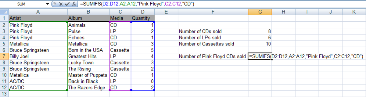 How to use the SUMIF and SUMIFS functions in formulas in Excel 2007 and ...
