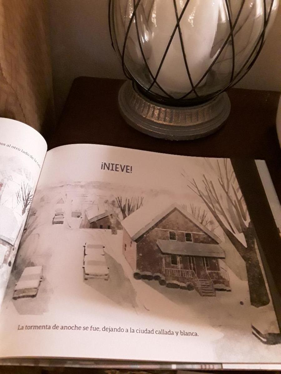 Snowfall and Family Celebration With Text in Spanish in Beautiful ...