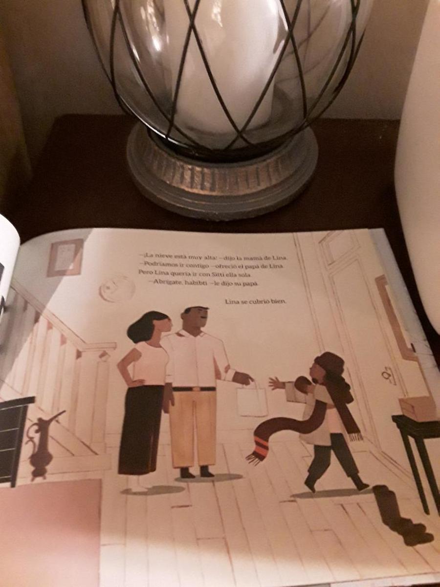 Snowfall and Family Celebration With Text in Spanish in Beautiful ...