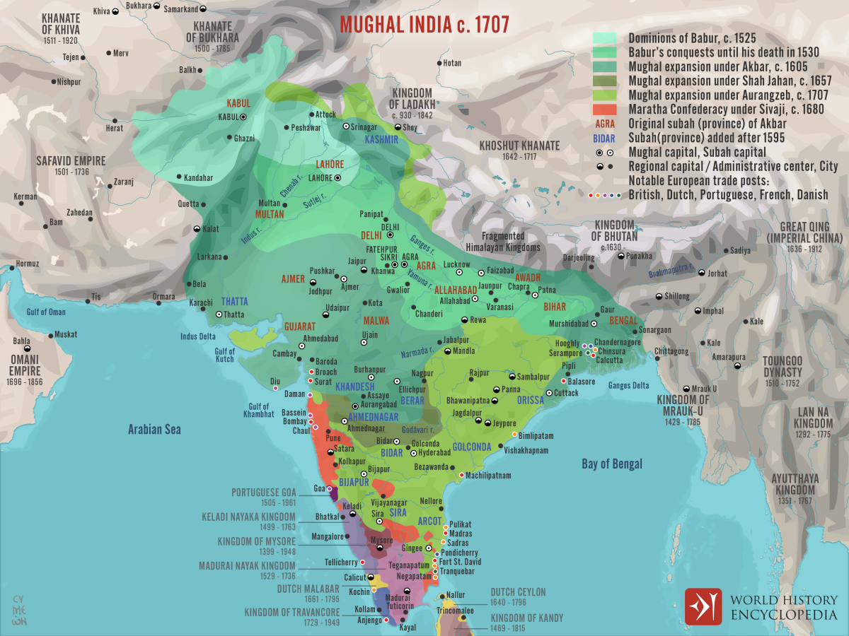 Mughal Empire Akbar Map