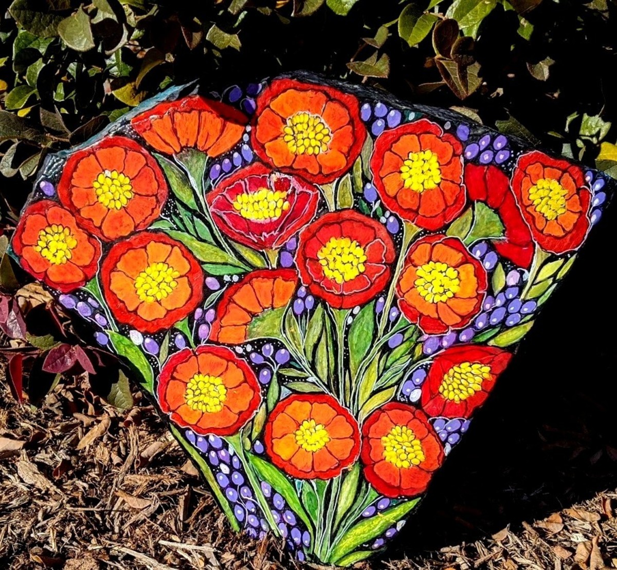 Hand Painted Flower & Fairy Rocks