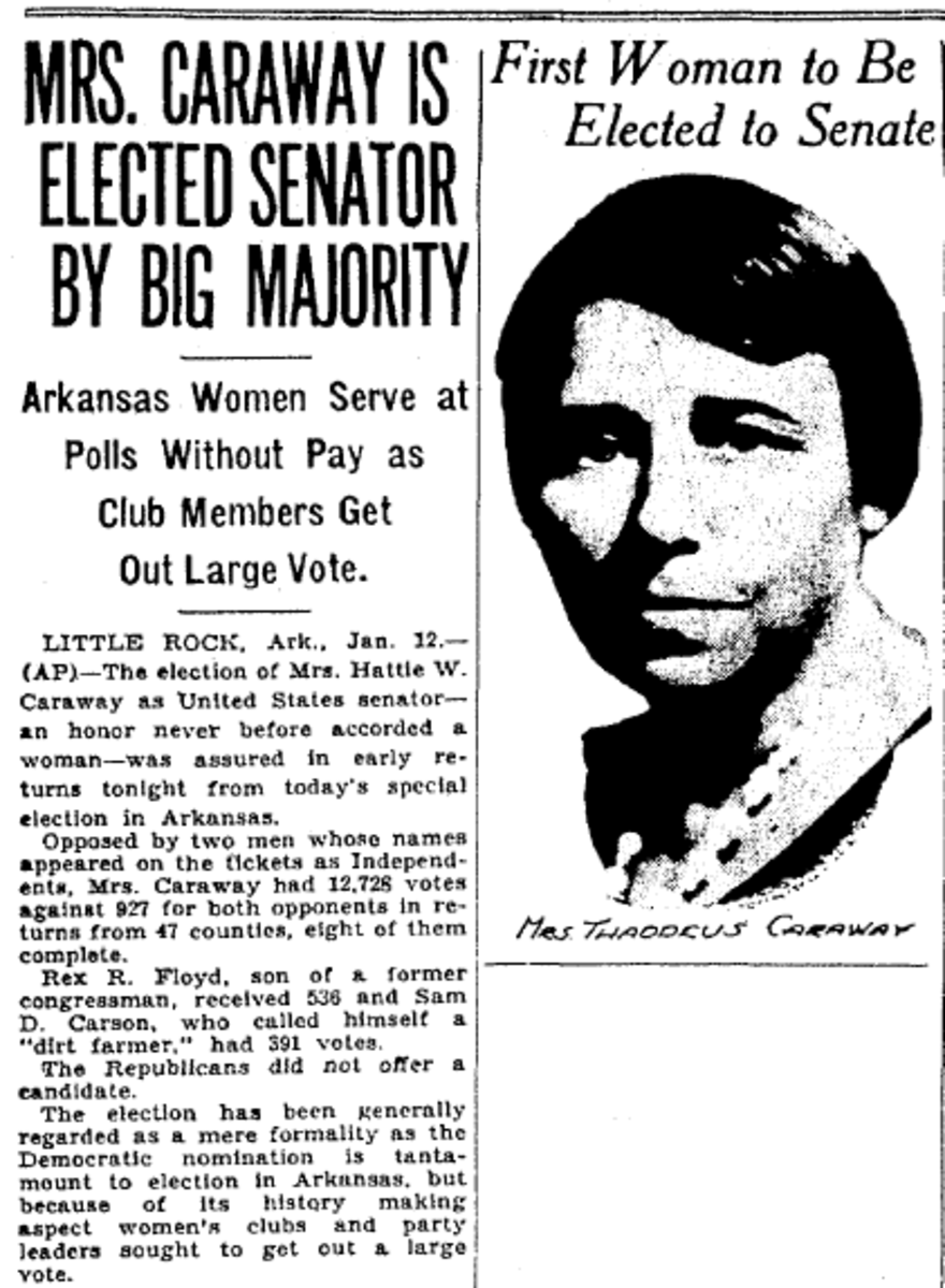 Hattie Caraway: First Woman Elected to the U.S. Senate - HubPages