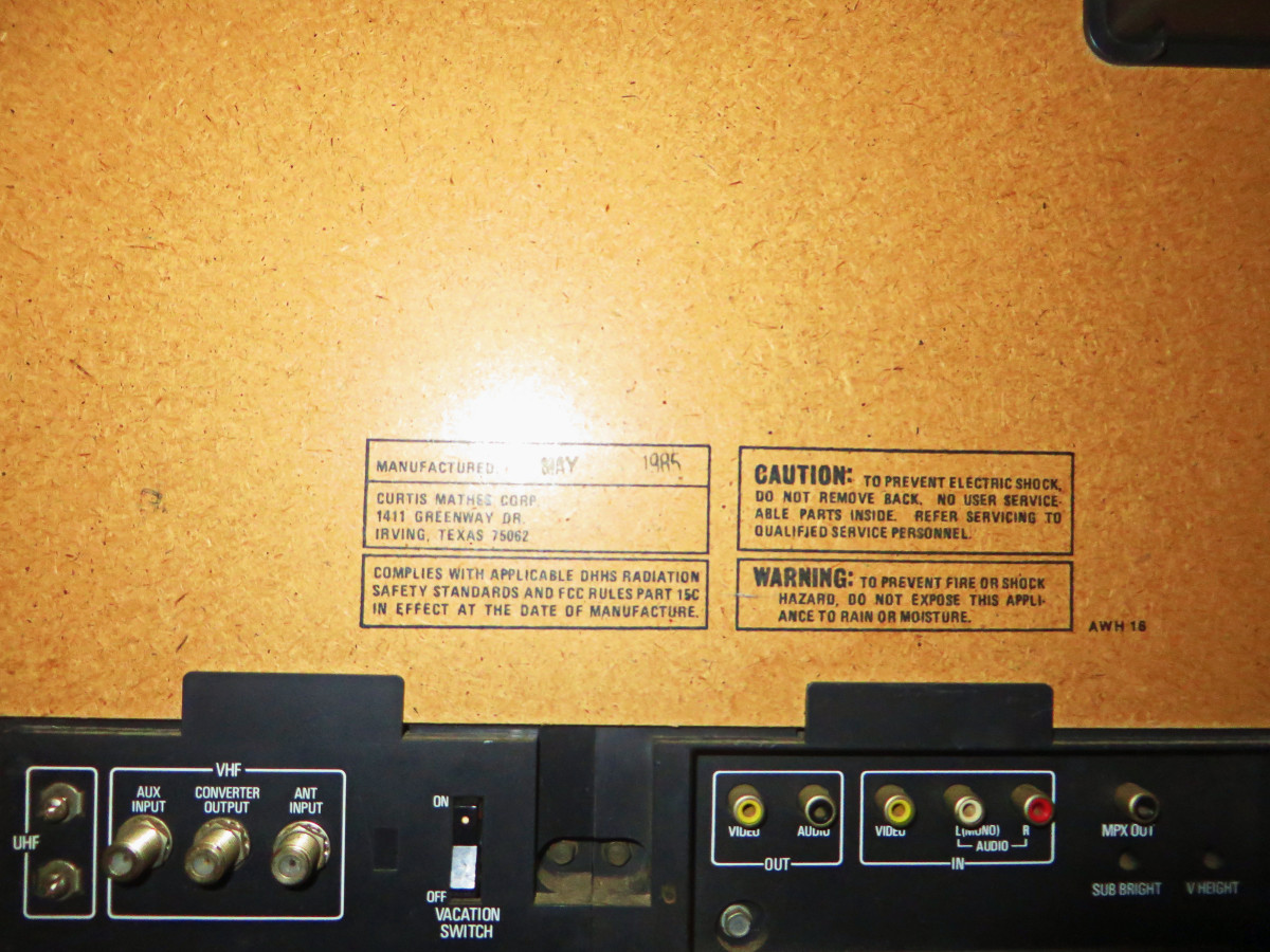 1985 Curtis Mathes Five in One Television Console Model K2675RK, Curtis Mathes Chassis Number ...