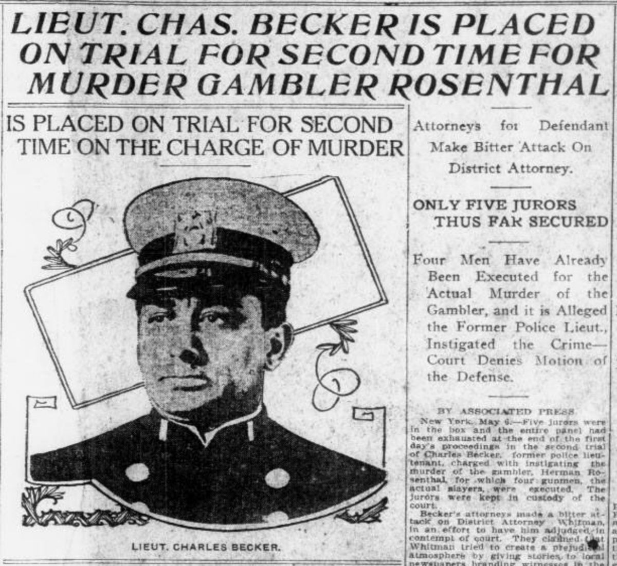 Only Policeman Ever Executed In U.S., Lt. Charles Becker - HubPages