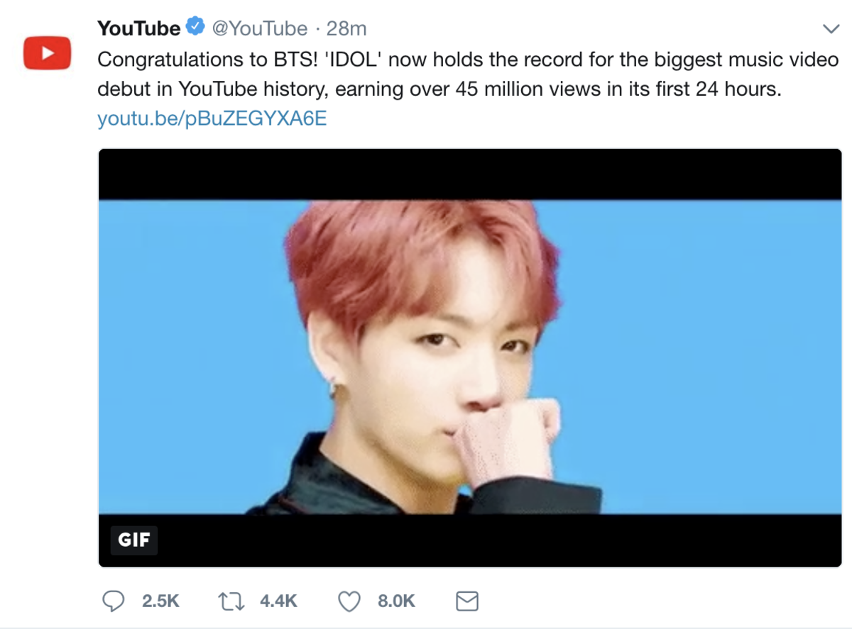 BTS' Idol Breaks Taylor Swift's YouTube Most Viewed MV in 24 Hours ...