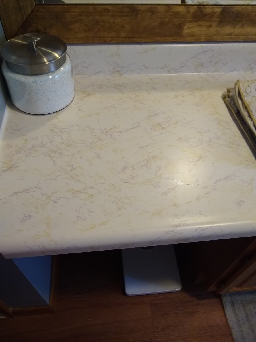 Bathroom DIY Update Easy and Cheap; Contact Paper Floor and Counter ...