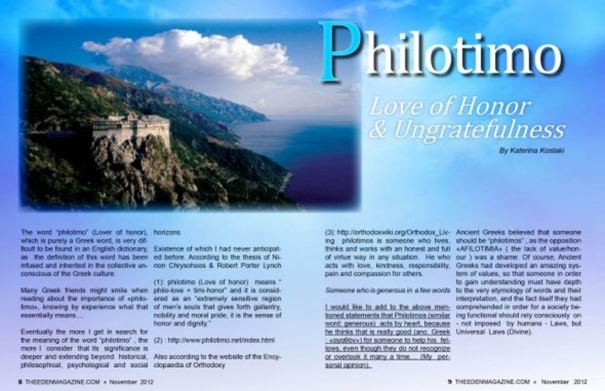 Philotimo, Love of Honor and Ungratefulness - HubPages