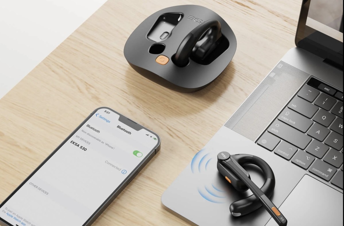 The EKSAtelecom S30 Open-Ear Air Conduction True Wireless Headset Makes ...
