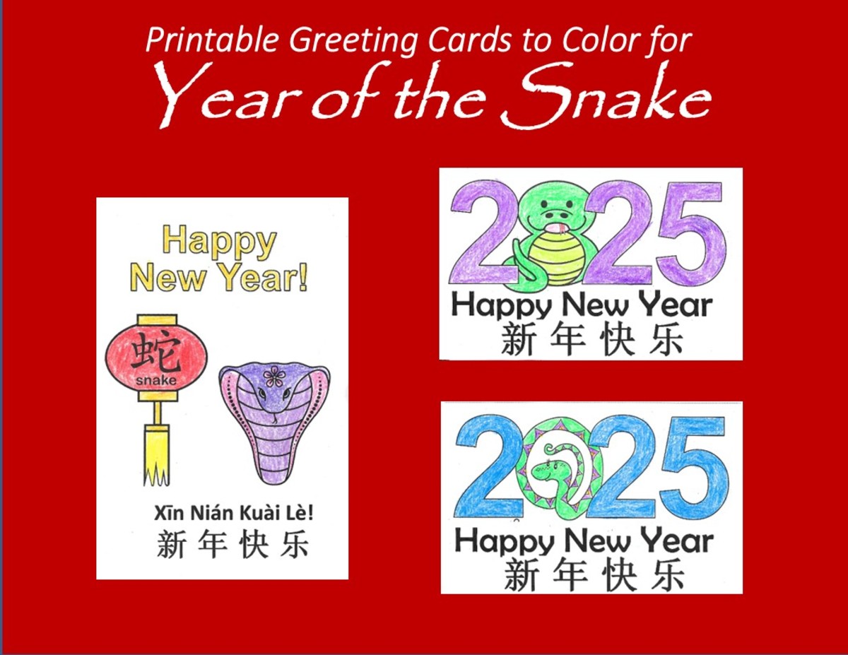 Printable Children's Craft Greeting Cards to Color for the Year of the ...
