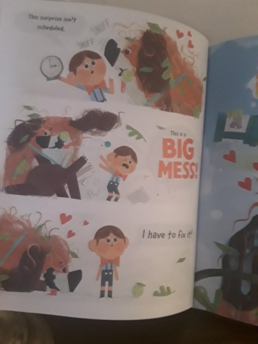 Messy in the Form of a Dog Challenges a Young Boy in Humorous Picture ...