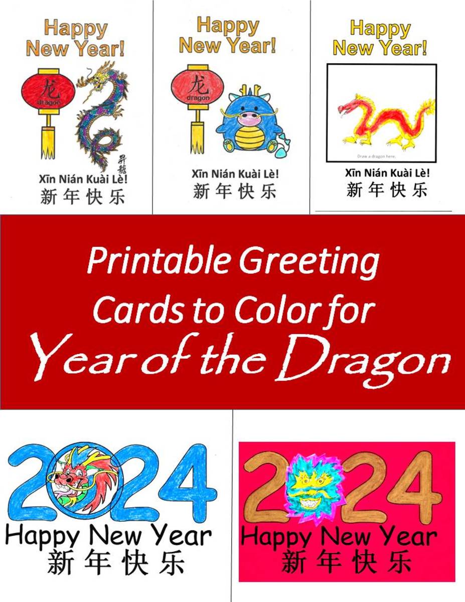 Printable Children's Craft: Greeting Cards to Color for the "Year of ...