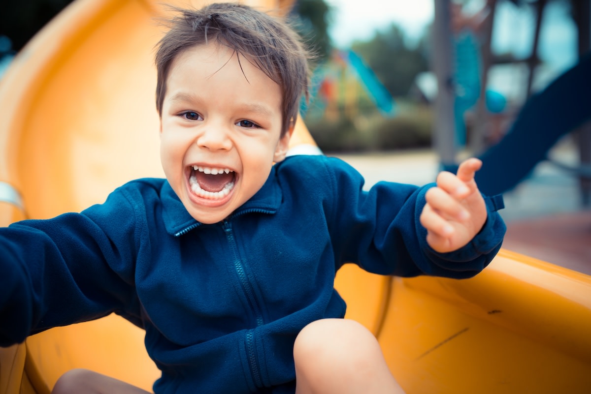 Son Wanted To Catch Mom Getting off the Slide and His Reaction Was Too ...
