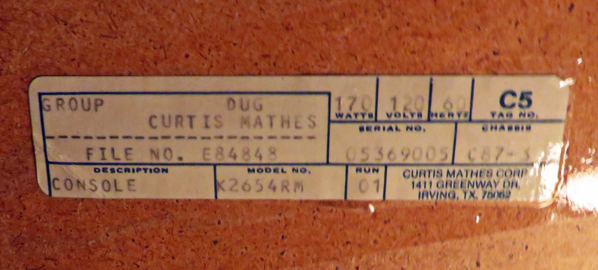 1985 Curtis Mathes Color Television Console Model K2654RM, Curtis Mathes Chassis C87-3, Made in ...