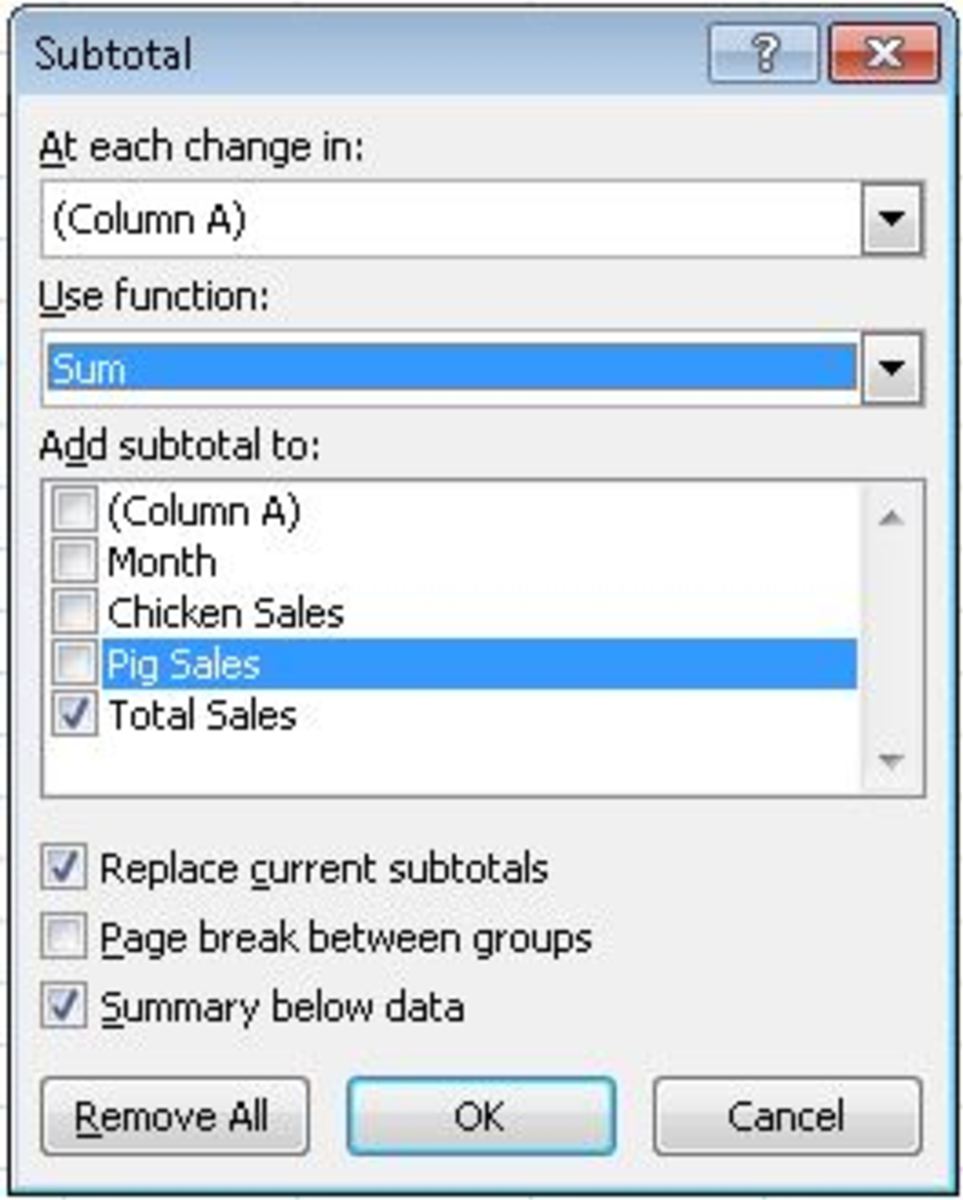 Guide to using the Subtotal button in Excel 2007 and Excel 2010 to group and summarise data ...