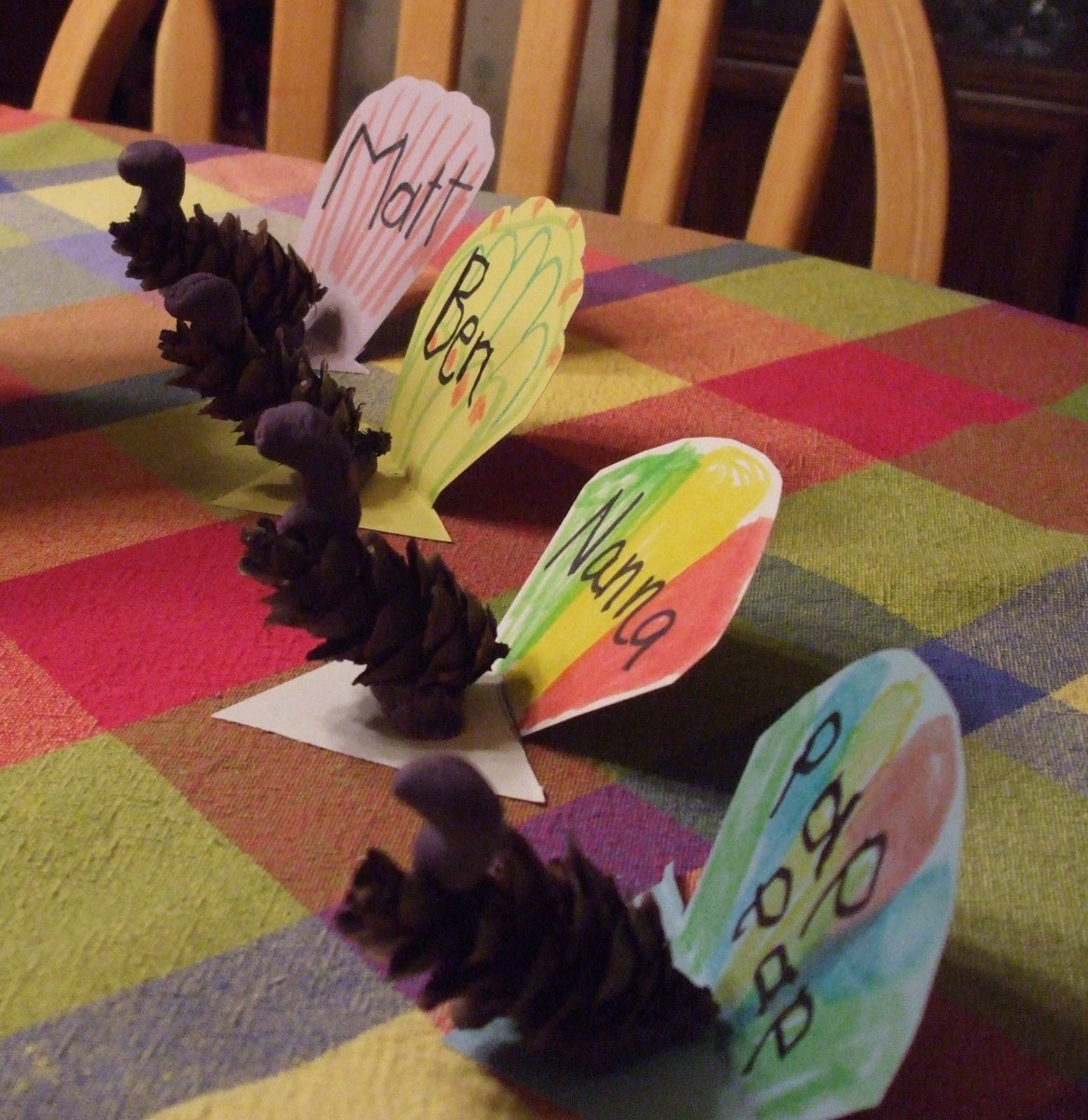 Kids' Easy How to Make Thanksgiving Pine Cone Turkey Place Cards - HubPages
