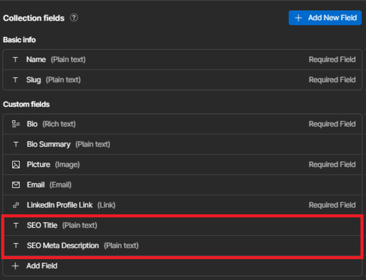 Adding SEO Title and Meta Description in Webflow CMS Collections - HubPages