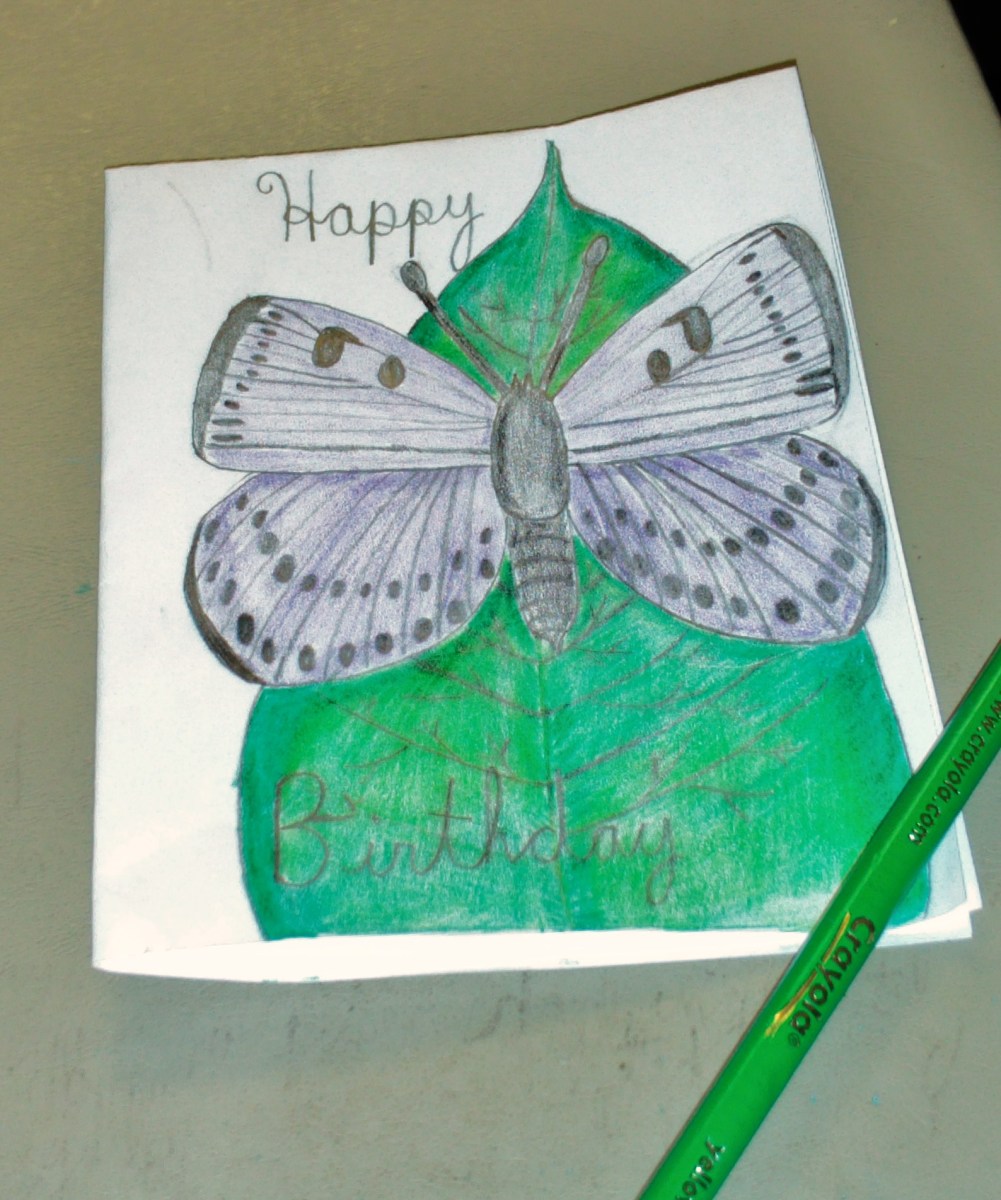 How to Make a Butterfly Birthday Card With Colored Pencil Drawings ...