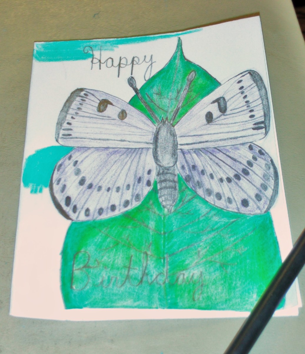 How to Make a Butterfly Birthday Card With Colored Pencil Drawings ...