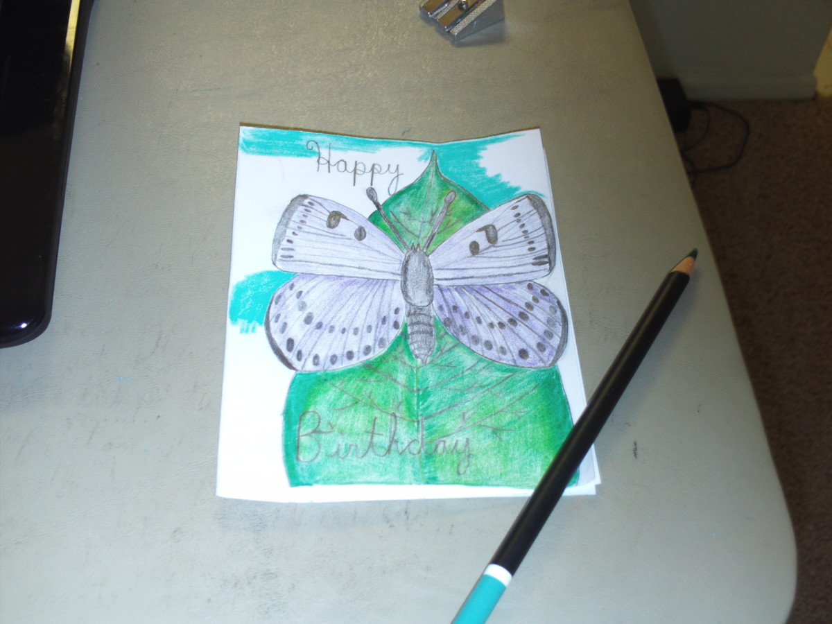 How to Make a Butterfly Birthday Card With Colored Pencil Drawings ...