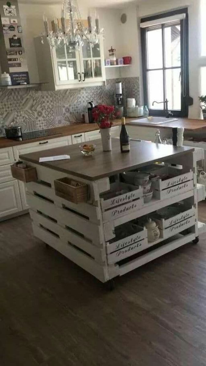 Wood Pallet Kitchen Cart Kitchen Island With Pantry Storage My Love