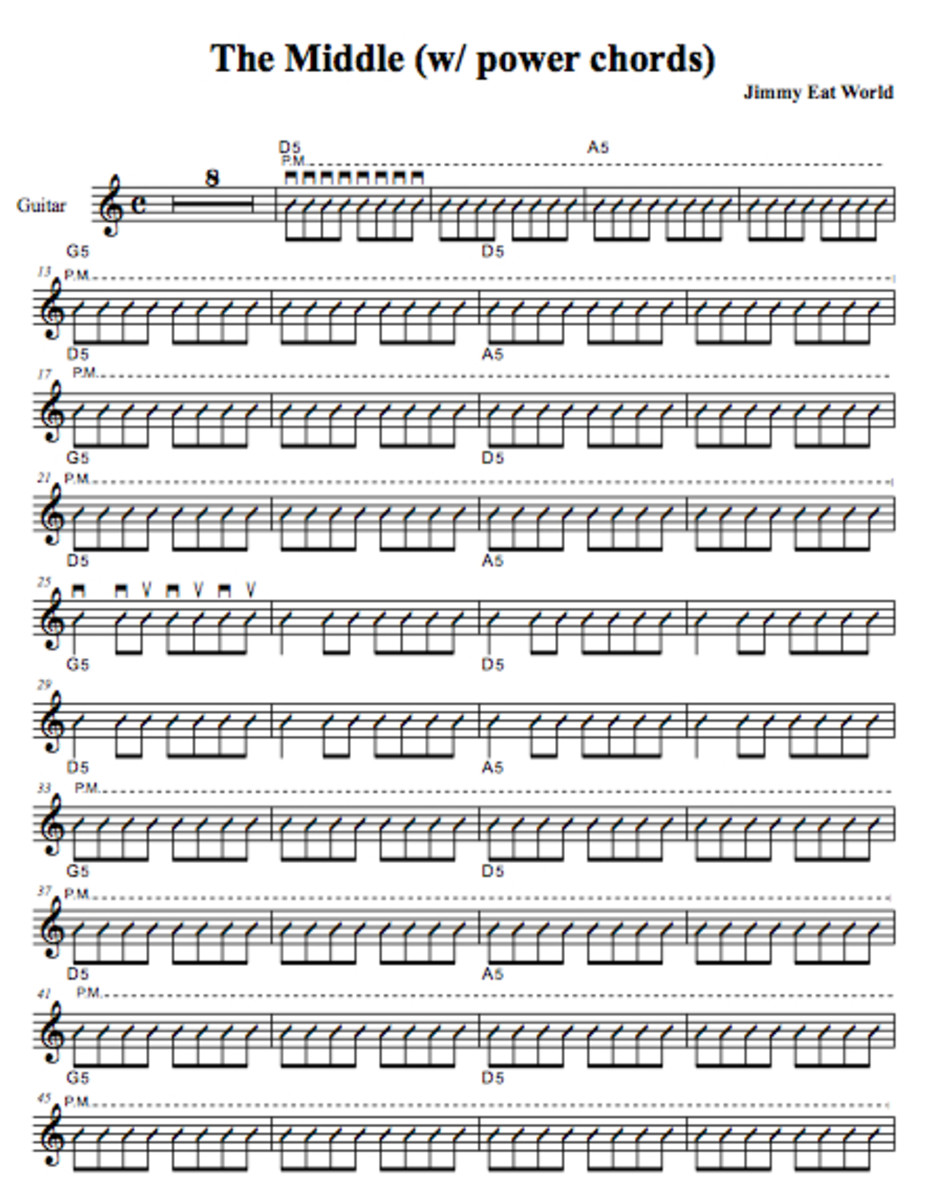 Easy Guitar Songs • The Middle • Jimmy Eat World • Open Chords, Power ...